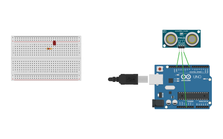 Circuit Design Ultrasonic Reading Tinkercad