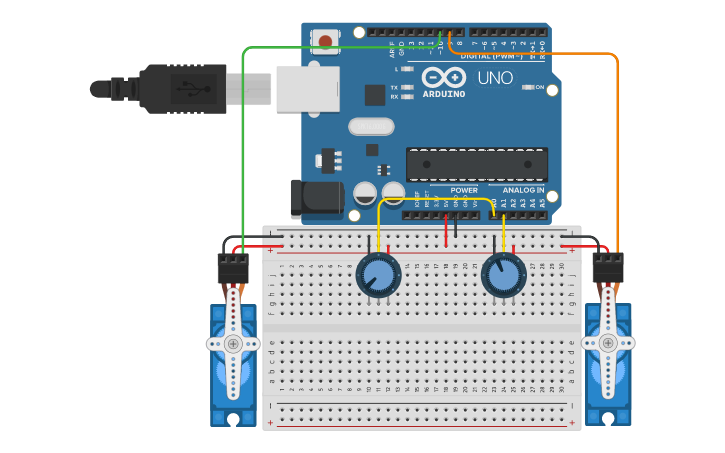 Circuit design Servo-Joystick - Tinkercad