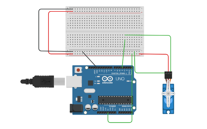 Circuit design servo servo - Tinkercad