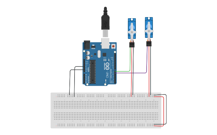 Circuit design Grúa con arduino - Tinkercad