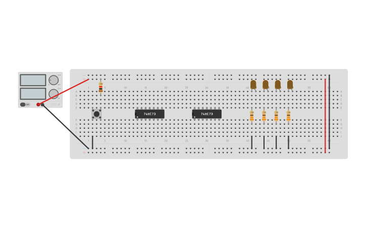 Circuit design Copy of Ripple Counter - Tinkercad