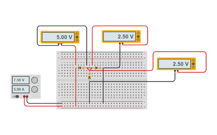 Circuit design Kirchoff's Voltage Law (KVL) - Tinkercad