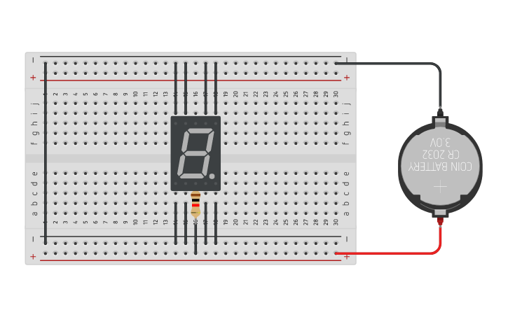 Circuit design Light up a 7 Segment Display | Tinkercad