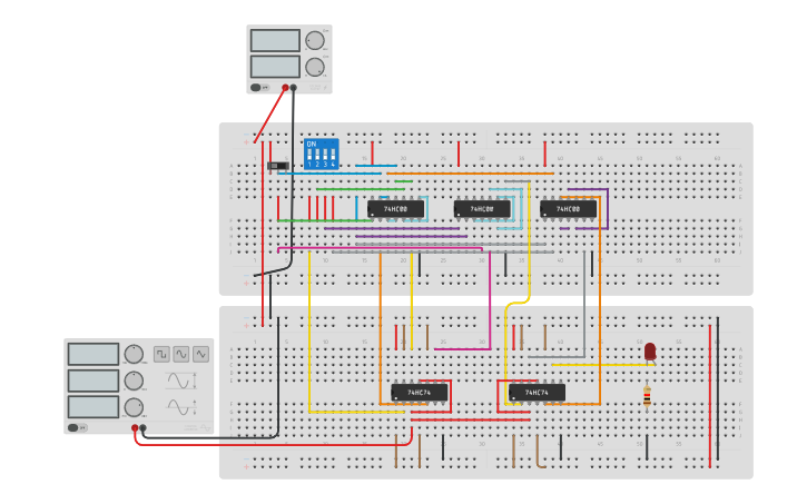 Circuit design PISO | Tinkercad