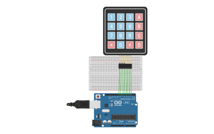 Circuit design 23a_Keypad 4x4 - Tinkercad