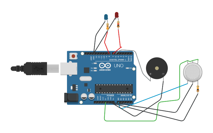 Circuit Design Give Alert Using Gas Sensor In Thinkercad 201 15 3257