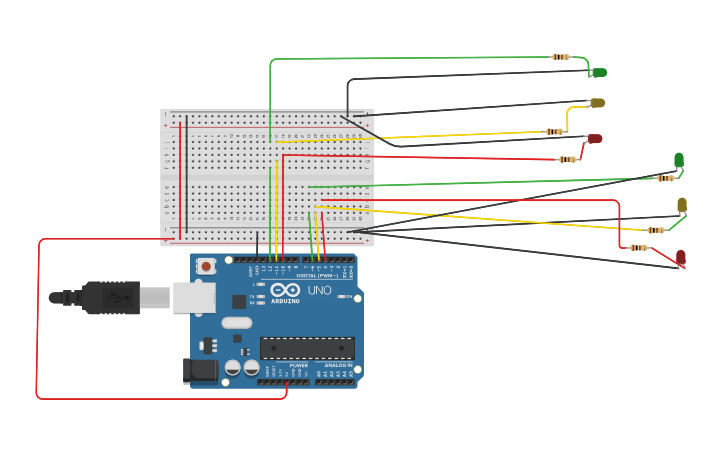 Circuit design Traffic Control System using Arduino - Tinkercad Circuit design Traffic Control System using Arduino - Tinkercad