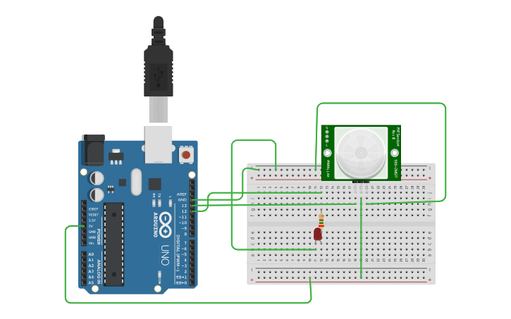 Circuit design PIR - Tinkercad