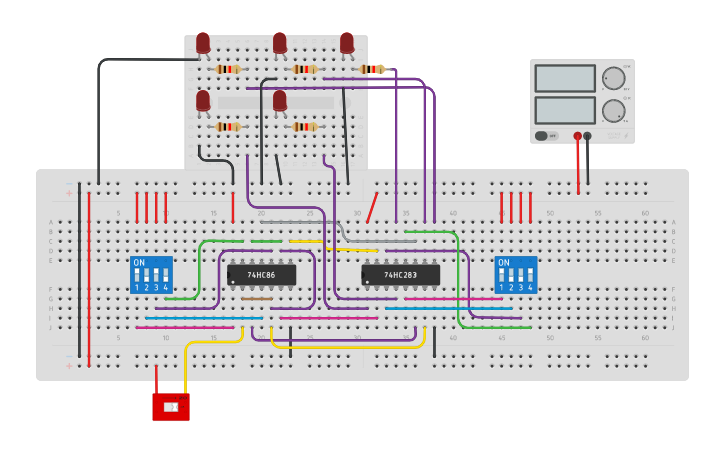 Circuit design adder/subtractor | Tinkercad