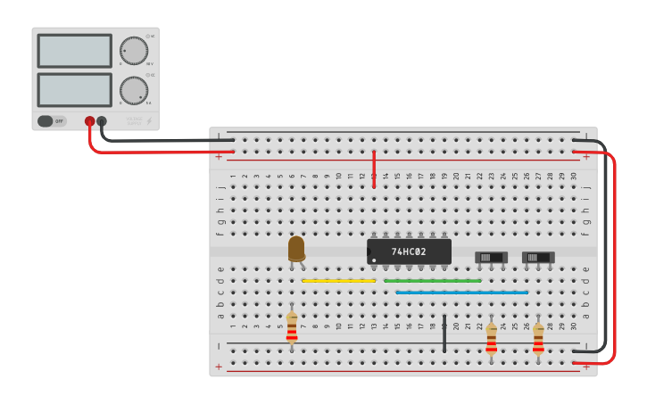 Circuit design NOR Gate | Tinkercad