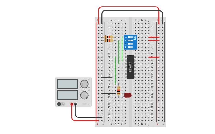 Circuit design NOR Gate Simulation | Tinkercad