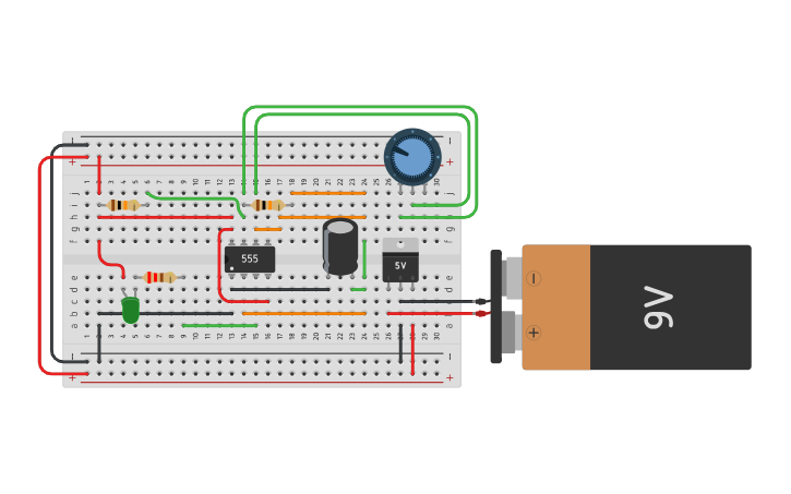 Circuit design 555 timer - Tinkercad