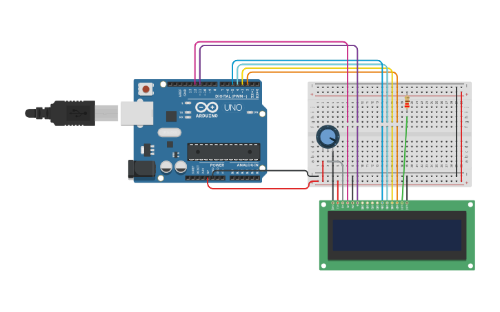 Circuit design Circuito con LSD - Tinkercad