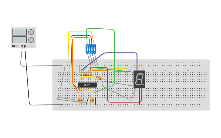 Circuit design 7 segmenti Pallini | Tinkercad