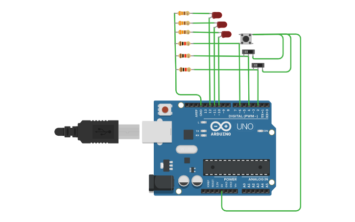 Circuit design Programación Secuencial / Ejercicio 2 y Ejercicio 3 | Tinkercad