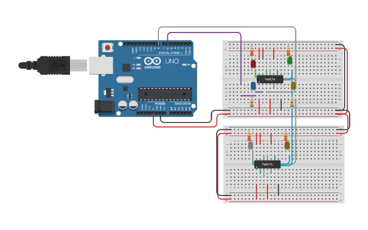Circuit design Copy of Arduino 7474 duplo | Tinkercad