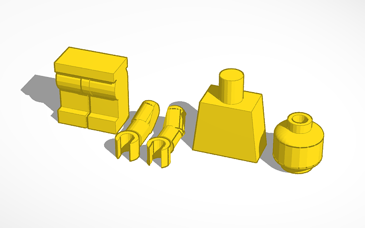 3D design Lego figure (parts separated) - Tinkercad
