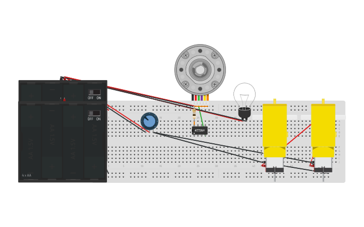 Circuit design Battery Motor. - Tinkercad