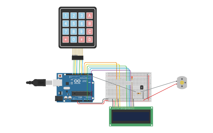 Circuit design Motor CC de velocidad variable - Tinkercad