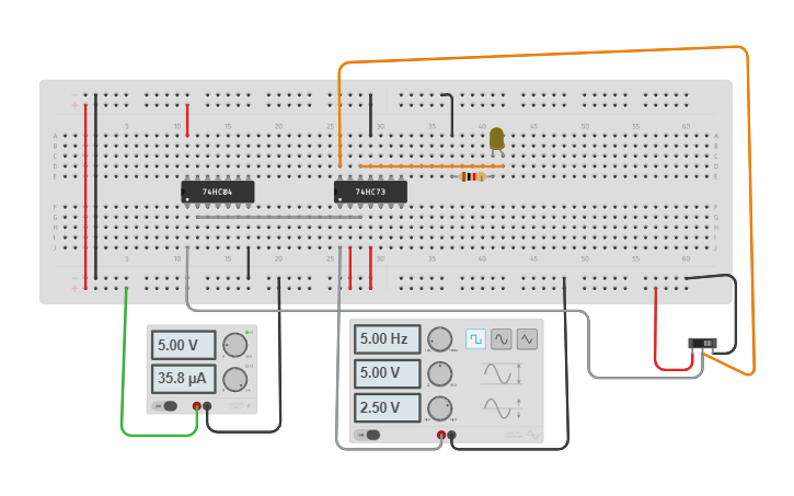Circuit design JK FF TO D FLIP FLOP - Tinkercad