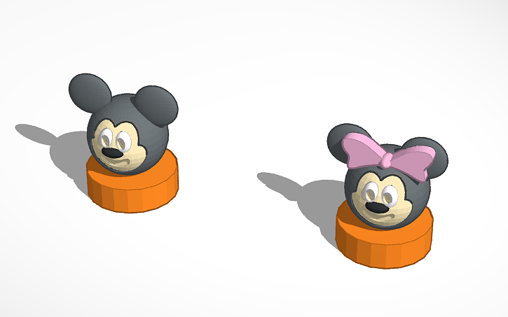 3D design Micky Minny Mouse - Tinkercad