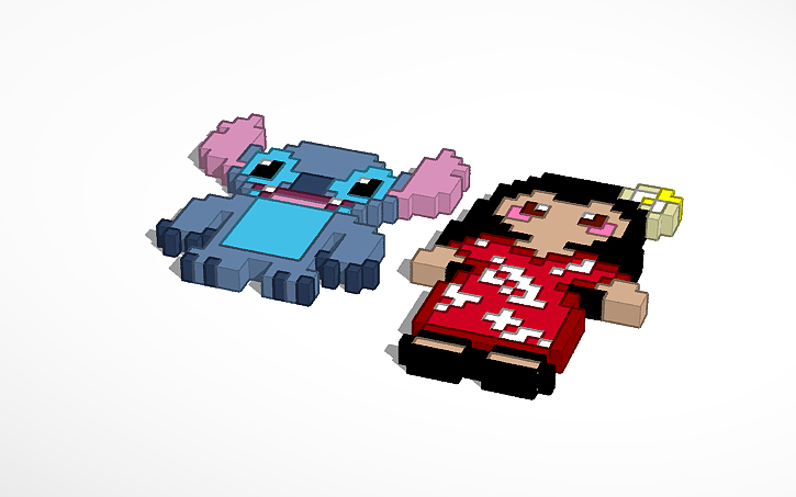 3D design 8-Bit Lilo & Stitch - Tinkercad