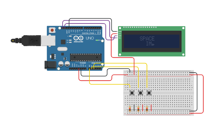 Circuit design Projeto Space Impact - Tinkercad