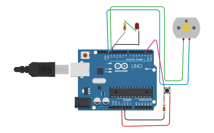 Circuit Design Interface Motor And Toggle Button With Arduino Using