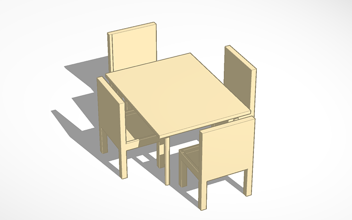 3D design Dining table 4 chairs - Tinkercad