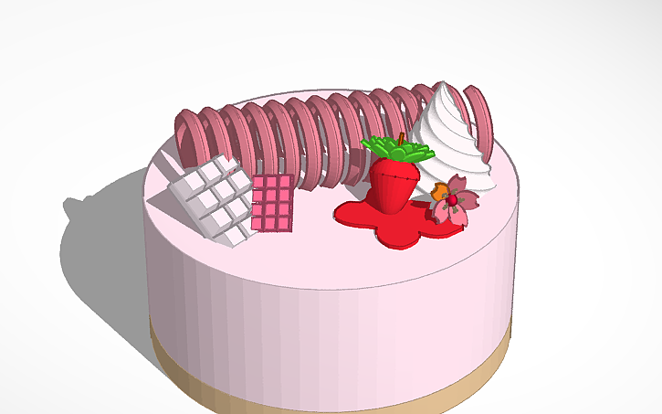 3D design strawberry cheese cake - Tinkercad