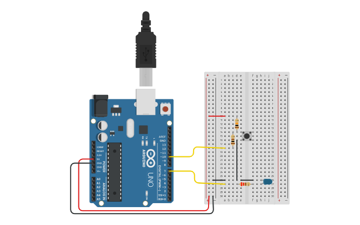 Circuit design Push-Button - Tinkercad