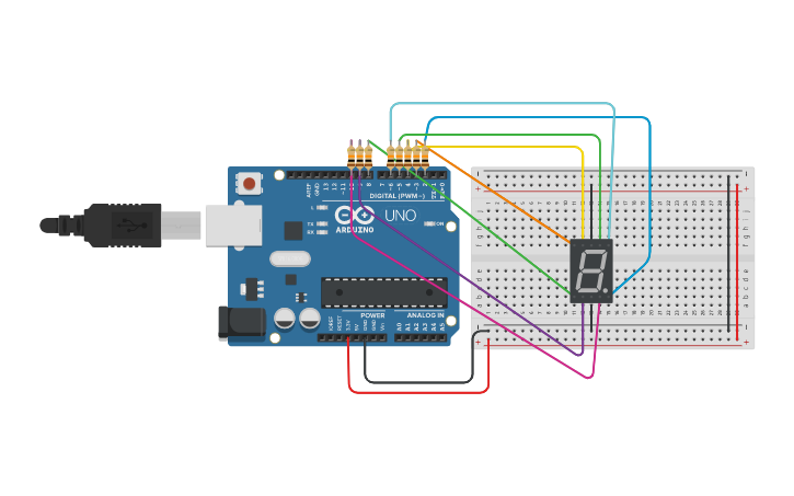 Circuit design seven segment display - Tinkercad