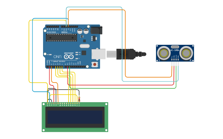 Circuit design Distance Censor - Tinkercad