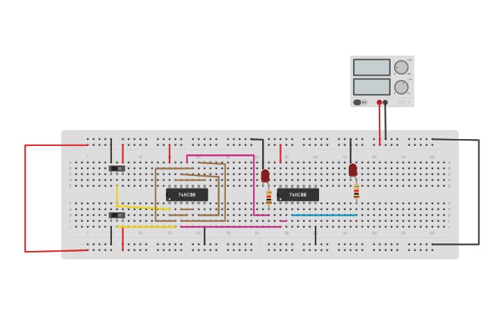 Circuit design Half Adder using NAND Gate - Tinkercad