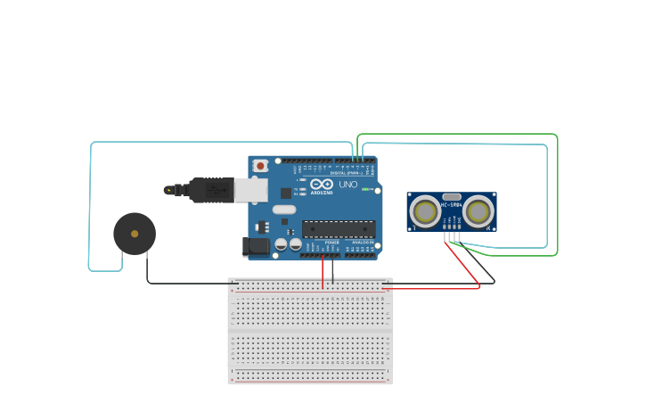 Circuit design Ultra sonic sensor - Tinkercad