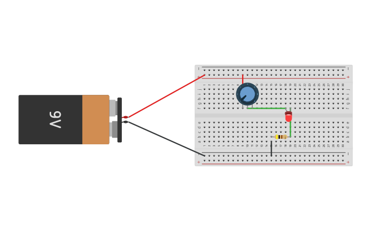Circuit design 2. CONTROL DE BRILLO DE LED KEVIN | Tinkercad