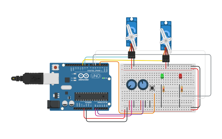 Circuit design Joystick+servo - Tinkercad