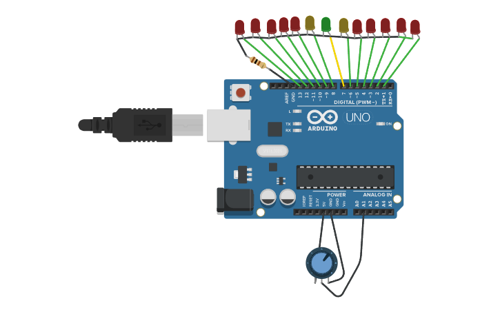 Circuit design LED con arduino - Tinkercad