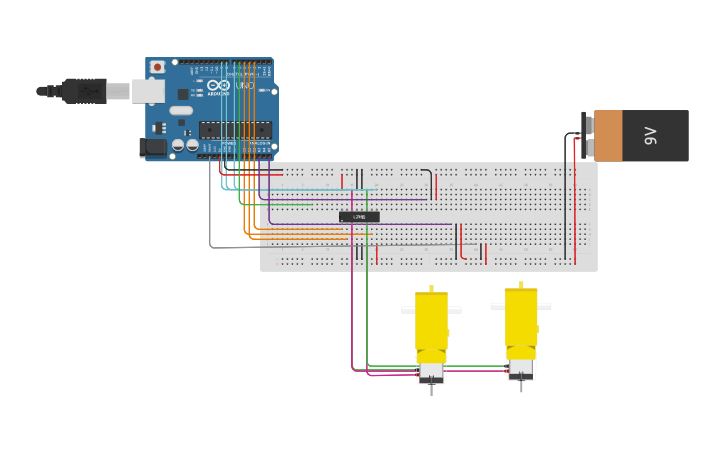 Circuit design Mini sumo 100% - Tinkercad