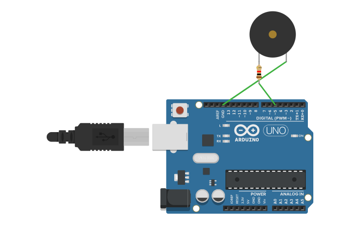 Circuit design sonido - Tinkercad