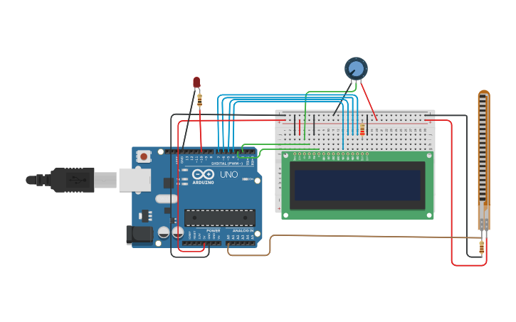 Circuit design flex sensor - Tinkercad