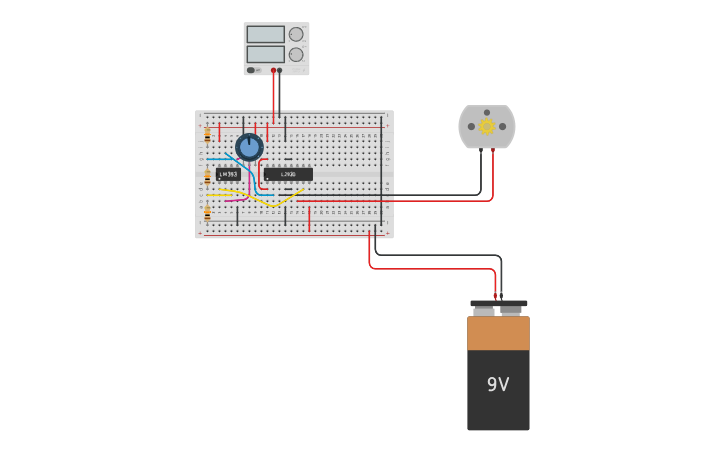 Circuit Design Motor Driver L293d — Pot Controls Direction Tinkercad