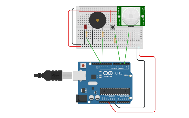 Circuit design Burglar Alarm - Tinkercad