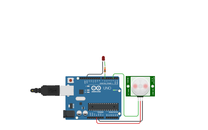 Circuit design Sensor PIR | Tinkercad