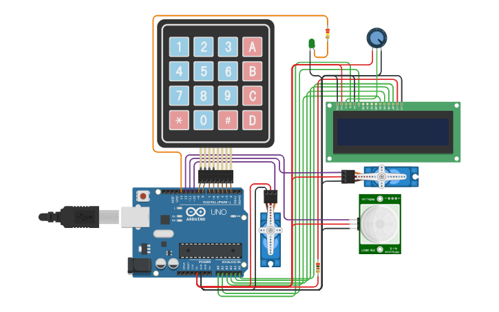 Circuit design PROYECTO Control de acceso con clave - Tinkercad