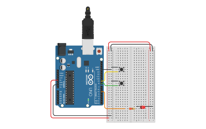 Circuit design push button - Tinkercad