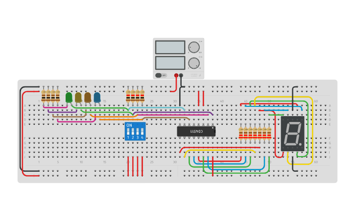 Circuit Design 7 Segment Dispaly With Cd4511 Ic And Dip Switch For Beginners Tinkercad