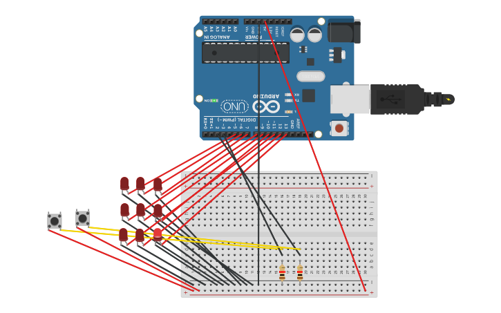 Circuit design tic tac toe - Tinkercad