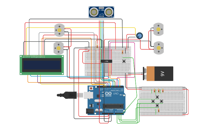 Circuit design Robot Avoid Obstacle | Tinkercad
