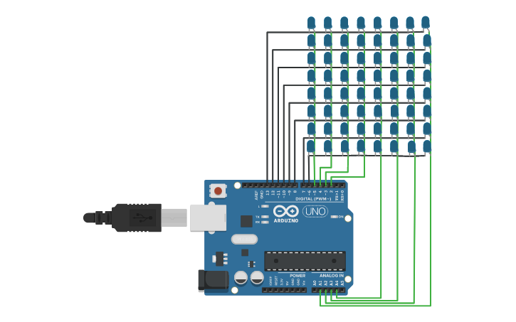 Circuit design LED 8X8 - Tinkercad
